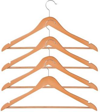 MSV Kleiderbügel aus Holz 4 Stück, Metall, Braun/Silber, 30 x 20 x 15 cm