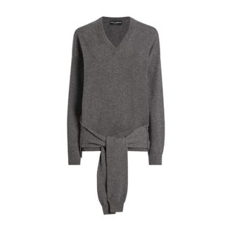 Dolce & Gabbana Bow-Detail V-Neck Sweater - - Knitwear - Damen - Grau - XS