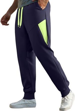 Generic Pantalon de surv&ecirc;tement confortable doubl&eacute; en polaire pour homme pour lhiver &agrave; la maison - Taille &eacute;lastique - Coupe ample, bleu, 3XL