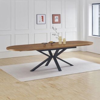 M&S Collection Table &agrave; manger ovale extensible 180-300 cm d&eacute;cor ch&ecirc;ne brun - VENTER