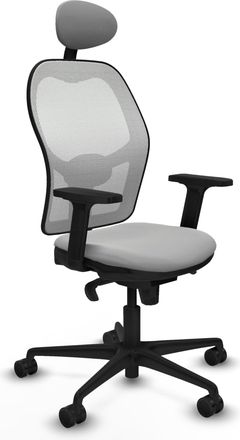 Piqueras y Crespo B&uuml;rostuhl mit 2D-Armlehnen, h&ouml;henverstellbare Lendenwirbelst&uuml;tze und festes Kopfteil, ausgestattet mit 5 Positionen und eingespritztem Schaum. Wei&szlig;/He