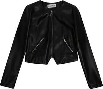 Patrizia Pepe Femme, Vestes, Noir, Taille: 48 FR Veste Courte en Similicuir