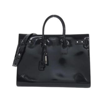 Saint Laurent Pre-owned Sac de Jour Sac cabas fin en cuir verni grand mod&egrave;le - Femme - Pre-owned - Noir - Taille: ONE Size