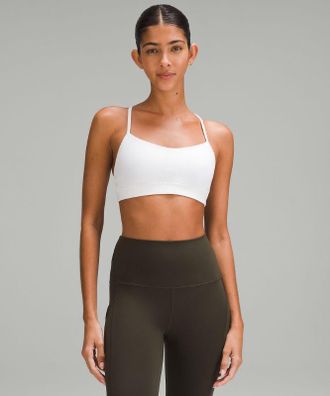 lululemon Flow Y BH Nulu Leichter Halt A/C-Cups f&uuml;r Frauen - Gr&ouml;&szlig;e 12 in White