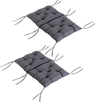 OUTSUNNY 2er Set Auflage f&uuml;r Niederlehner Gartenstuhlauflagen Sitzpolster Garten Kissen Grau