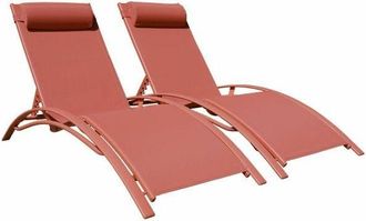Happy Garden Happy Garden - 2er Set Sonnenliegen galapagos aus Textilene Terracotta - Aluminium Terracotta