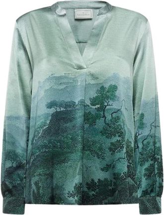 Pierre-Louis Mascia Femme, Blouses et Chemises, Vert, Taille: 38 FR Adastrgum Chemise &agrave; manches longues