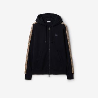 Burberry Hoodie zipp&eacute; en coton avec Check, Size: XXXL