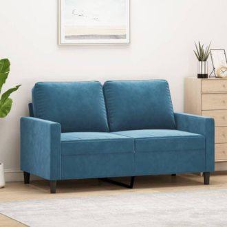 vidaXL 2-Sitzer-Sofa Blau 120 cm Samt - Vidaxl