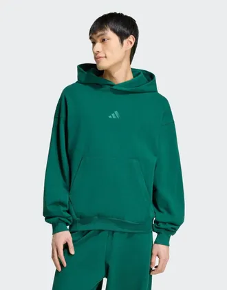 adidas Adidas Kapuzenpullover mit kleinem Logo in Collegiate Green-Gr&uuml;n