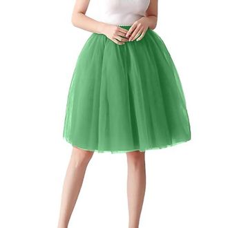 Generic Jupe en tulle pour femme - L&eacute;g&egrave;rement opaque - Avec taille haute &eacute;lastique - &Eacute;l&eacute;gante - Couleur unie - Jupe midi rockabilly - Jupe midi - Pour carnava