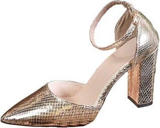 Generic Robe &eacute;l&eacute;gante avec bout pointu et talon &agrave; lani&egrave;res pour les f&ecirc;tes de mariage, les occasions formelles, Or rose, 39 EU