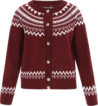 Dreimaster Dreimaster Strickjacke Frauen weinrot cremewei&szlig;