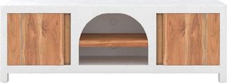 Rendez-Vous D&eacute;co Rendez-vous D&eacute;co - Meuble tv en b&eacute;ton blanc cass&eacute; et bois dacacia 145 cm - fira