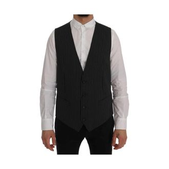 Dolce & Gabbana Elegante Graue Gestreifte Weste - - Suits - Herren - Grau - XL