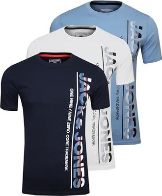 Jack & Jones Lot de 3 t-shirts Jjethane Ss Crew Neck Mp Noos pour homme, Lot économique 2 de 3 pièces (structure), XL