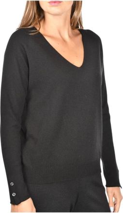 Gran Sasso Femme, Pulls, Noir, Taille: 38 FR V-neck Tricots