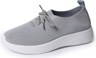 Generic Baskets compens&eacute;es en tricot respirant pour femme, semelle &eacute;paisse, l&eacute;g&egrave;res, d&eacute;contract&eacute;es, sport, travail, course &agrave; pied, gris, 39.5 EU
