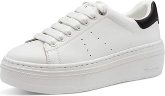 Tamaris Damen Low-Top Sneaker, Frauen Halbschuhe,Wechselfußbett,Sportschuhe,Freizeitschuhe,Turnschuhe,Laufschuhe,Freizeit,White/Black,38 EU