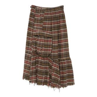 R13 Jupe cargo &agrave; ourlet brut fronc&eacute; - Femme - Jupes - Brun - Taille: 38 FR