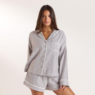 Lounge Chemise de Pyjama Stripe - Chocolat - XXL