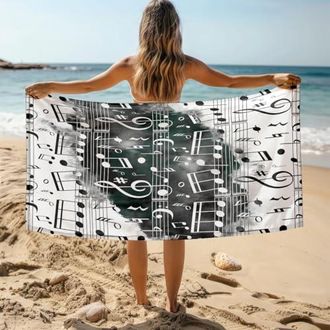 Generic Serviette de Plage 150x200 cm Notes de Musique Serviette Microfibre Adulte Drap de Plage XXL Anti Sable, Séchage Rapide pour Bain, Sport, Voyages, Pis