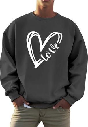 Generic Saint-Valentin Hommes Manches Longues Sweatshirt Sans Capuche Col Rond Couleur Unie Pull Sport D&eacute;contract&eacute; Pull Y2K Vintage Sweater Confortable Sport 