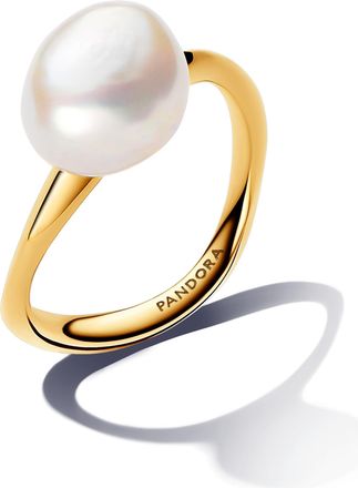 Pandora Essence Barocke Behandelte Süßwasserzuchtperle Ring aus Sterling Silber mit vergoldeter Metalllegierung, Größe: 54, 163293C01-54