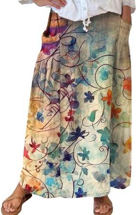 Generic Jupe r&eacute;tro en lin &agrave; taille &eacute;lastique avec poche pour femme, camouflage, XXL