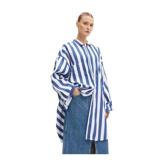 Sunnei Sunnei - Chemise d&eacute;contract&eacute;e - Femme - Blouses et Chemises - Bleu - Taille: 38 FR