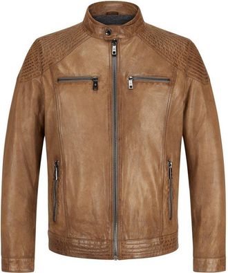 Milestone Lederjacke MSParker Klassische Herren Bikerjacke mit Steppdetails aus Lammnappa