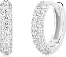 Ania Haie Boucles doreilles cr&eacute;oles Heart Hunter pour femme en argent sterling 925, serties de 72 zircons, taille : 10,2 mm, emballage cadeau inclus