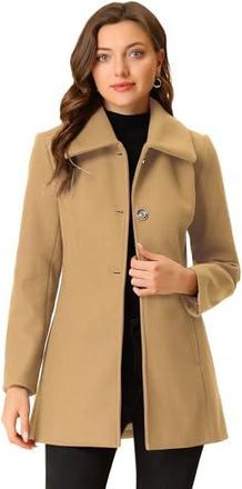 Allegra K Manteau dhiver pour femmes avec col rabattu et poches obliques Kaki L