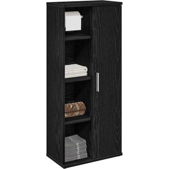 vidaXL Vidaxl - Meuble de salle de bain avec porte-rouleau noir 39x22x90 cm