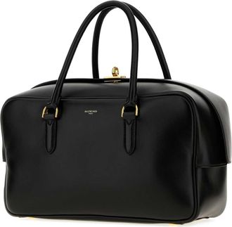 Balenciaga Le 7 Lambskin Leather Bowling Bag - Black
