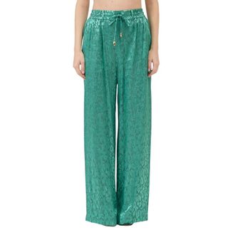 Just Cavalli Weite Hose mit Leopardenmuster - - Trousers - Damen - Gr&uuml;n - 2XL