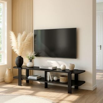 Moebel17 Glam TV Lowboard 150 cm - moderner TV Schrank & TV Stand in Travertin-Optik, stabiles Lowboard mit Ablage, Elegantes TV M&ouml;bel f&uuml;r Wohnzimmer, geeignet