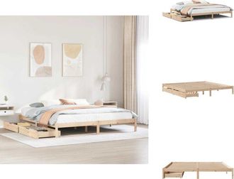 vidaXL Massivholzbett ohne Matratze 180x200 Kiefernholz - Bettrahmen - Bettgestell - Schlafzimmerbett - Doppelbett