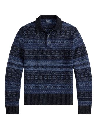 Polo Ralph Lauren pull &agrave; col pointu - Bleu