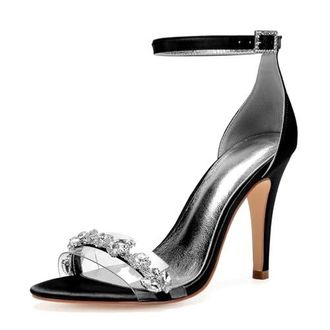 Generic Chaussures De Mariage Femme Été Sexy Open Toe High Heels Mariée Stylet Talons Bureau Travail Soir Sandale Talons Hauts 10.5CM,Noir,39 EU