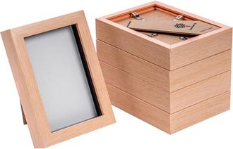 Nicola Spring 3D-Schattenbox-Fotorahmen - 10 x 15 cm (4 x 6 Zoll) - 5 Stück - 3D-Fotorahmen aus hellem Holz, Bilderrahmenbox, kleine Porträt-Vitrine für Kunsthandwe