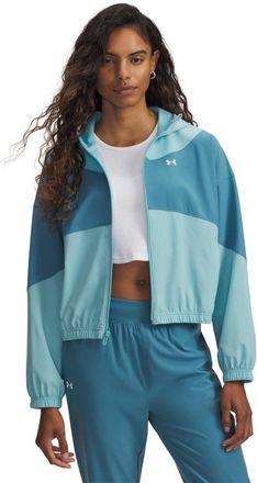 Under Armour Rival Trainingsjacke f&uuml;r Damen, gewebter Stoff (Blau/Wei&szlig;)