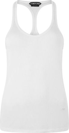 Tom Ford Femme, Tops, Blanc, Taille: 38 FR D&eacute;bardeur ray&eacute; avec logo TF ton sur ton brod&eacute;