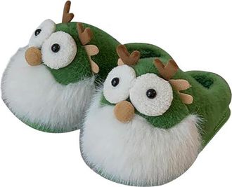 Generic Pantoufles de No&euml;l pour femme - L&eacute;g&egrave;res et d&eacute;contract&eacute;es - &Agrave; enfiler - En peluche - Respirantes - Chaudes - Pour lint&eacute;rieur et lext&eacute;rieur, Vert, 39 1/