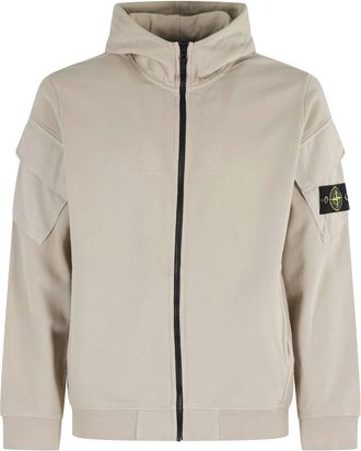 Stone Island Homme, Sweatshirts et sweats &agrave; capuche, Beige, Taille: S Sweat &agrave; capuche zipp&eacute;