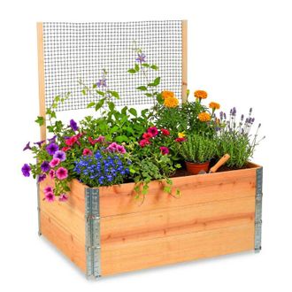 Relaxdays Relaxdays Hochbeet mit Rankhilfe, modular, Holz, f&uuml;r Kletterpflanzen, Pflanzkasten, HBT: 118x120x80 cm, Garten, natur