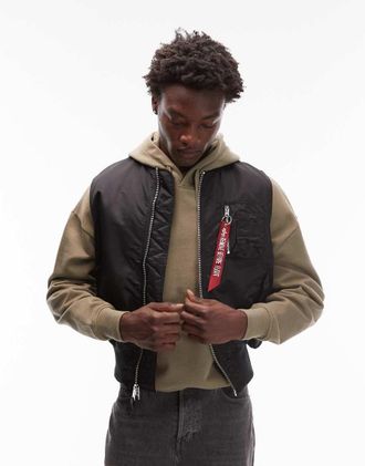 Alpha Industries Veste MA1 vintage sans manches r&eacute;versible - Noir