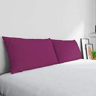 Italian Bed Linen Paar Kissenbez&uuml;ge Max Color 100% Baumwolle, Made in Italy, Gr&ouml;&szlig;e Kissenbezug 50 x 80 cm mit Innenklappe, einfarbig - Fuchsia