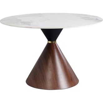 Kare Design Design Table Cono Marron/Blanc Diam&egrave;tre 120 cm Table &agrave; Manger pour 4-6 Personnes Structure en Acier Aspect Bois Salle &agrave; Manger, Salon, Ronde