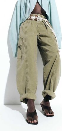 Asos Pantalon avec taille pliss&eacute;e - Kaki d&eacute;lav&eacute;-Vert